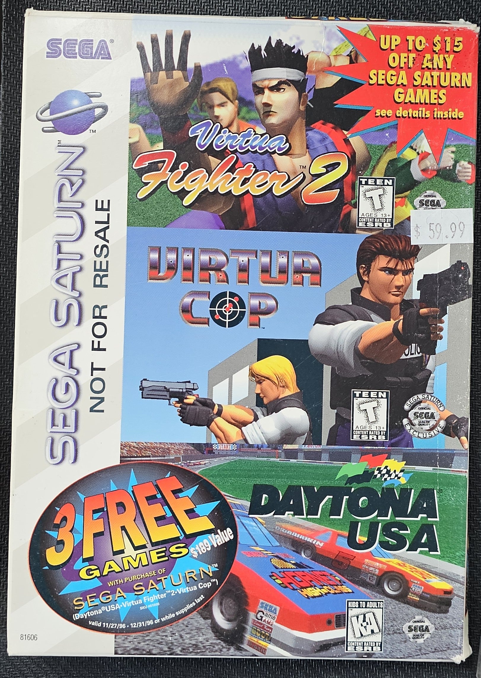 3 - In - 1 Not For Resale Game Pack (Virtua Fighter 2 / Virtua Cop / D ...