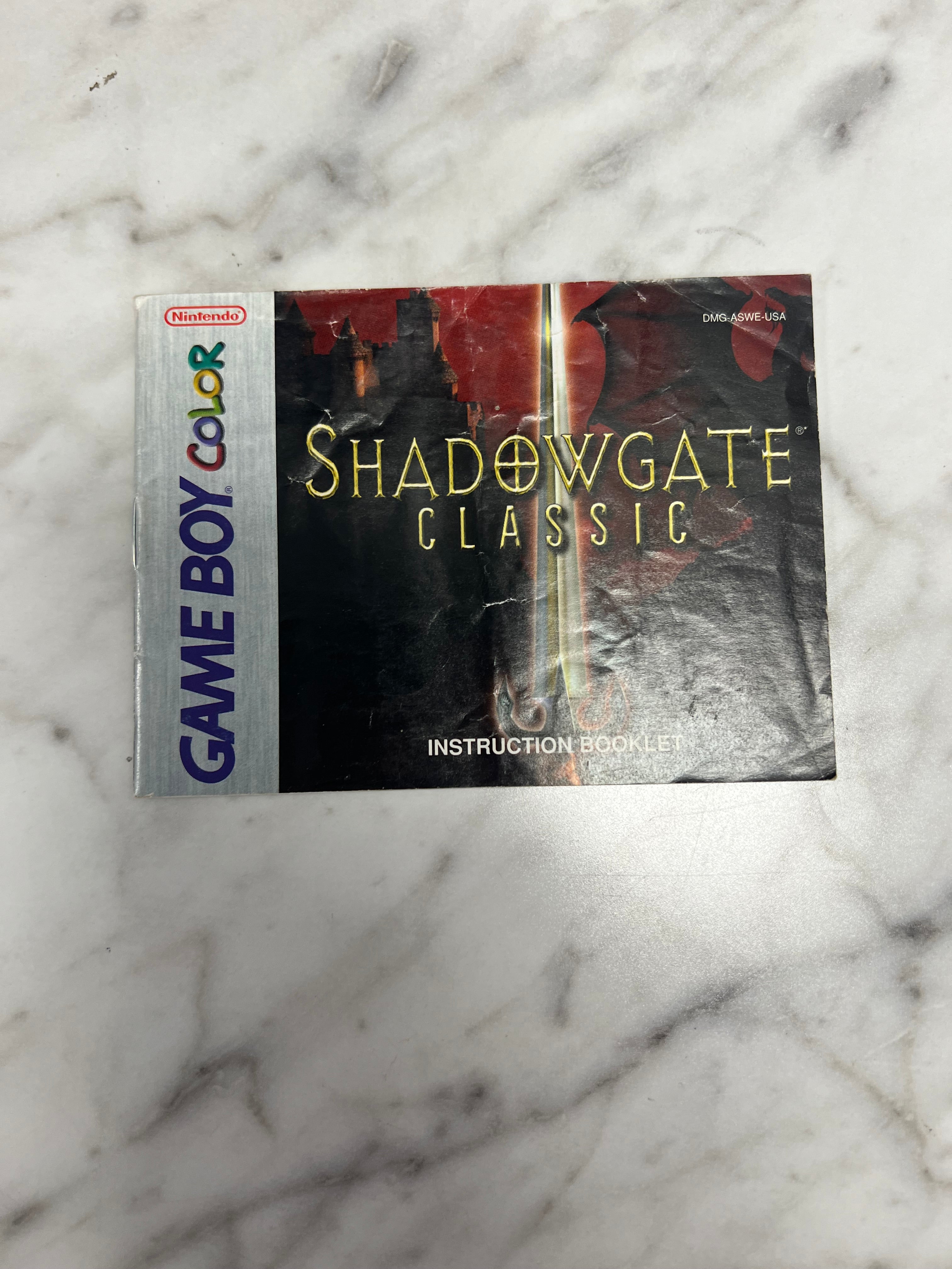 Shadowgate Classic Nintendo Game Boy Color Gameboy MANUAL ONLY MO92324 ...