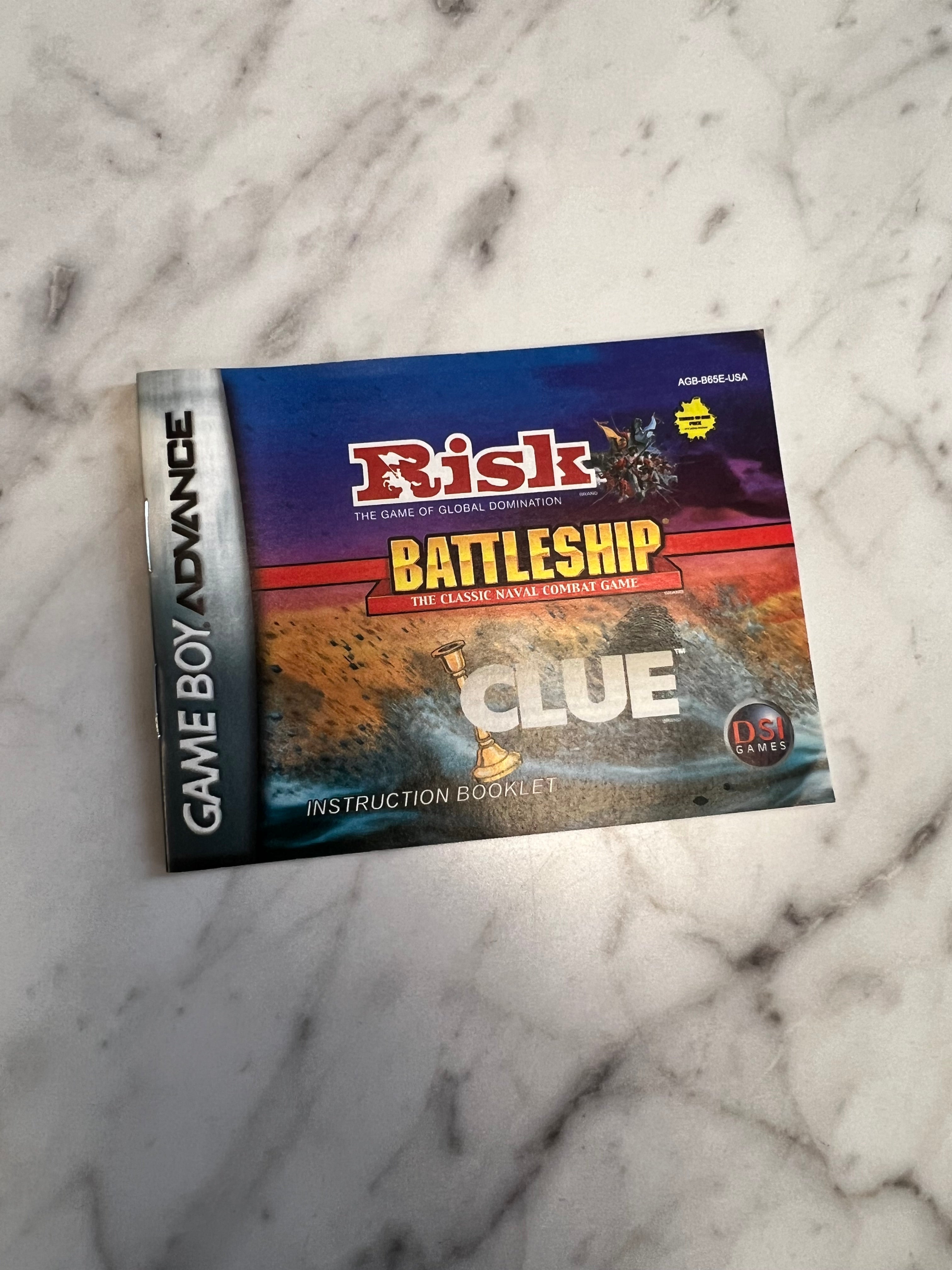 Risk / Battleship / Clue Gameboy Advance GBA MANUAL ONLY MO92424 – Core ...